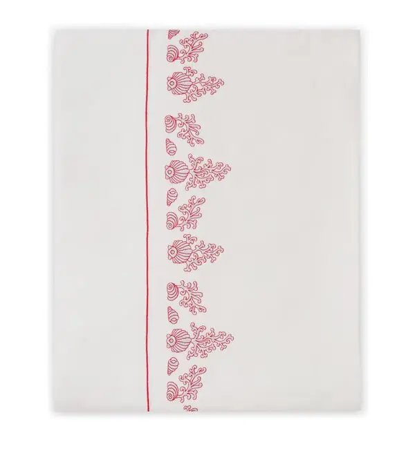 Loretta Caponi Cotton Coral And Shells Flat Sheet