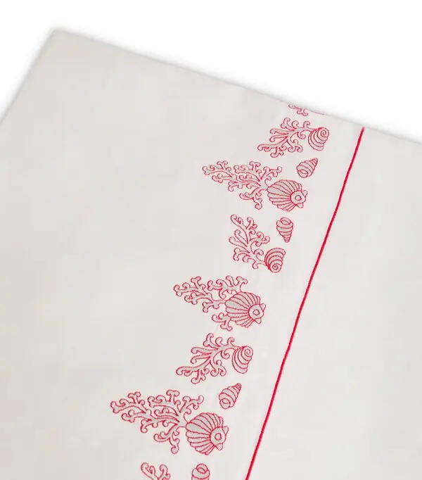 Loretta Caponi Cotton Coral And Shells Flat Sheet