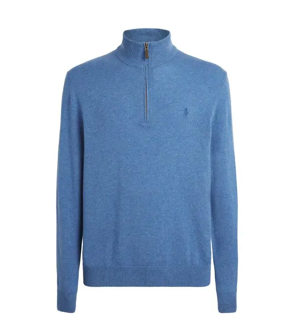 Polo Ralph Lauren Wool Polo Pony Quarter-zip Sweater - Blue