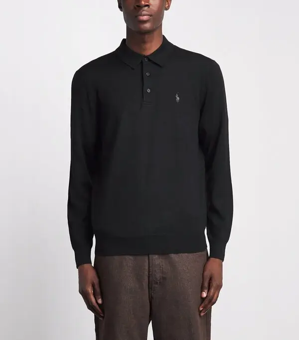 Polo Ralph Lauren Wool Polo Pony Long-sleeve Polo Shirt