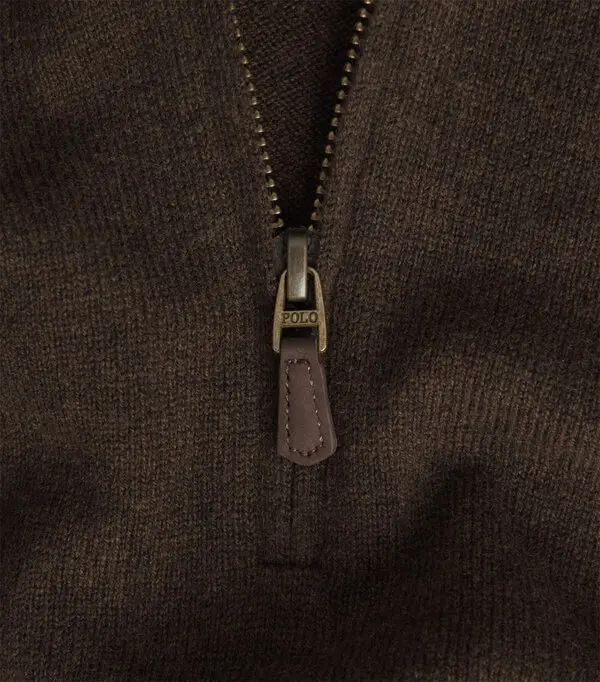 Polo Ralph Lauren Wool Polo Pony Quarter-zip Sweater - Brown