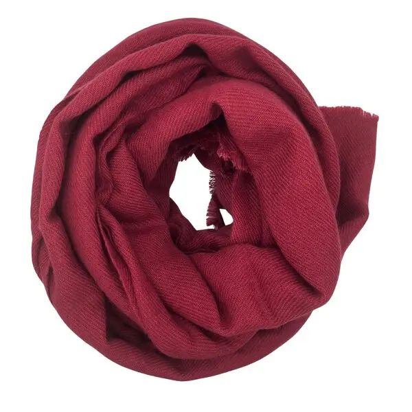 HERITAGEMODA Pure Cashmere Large Scarf In Burgundy – Handwoven Fair Trade - Red