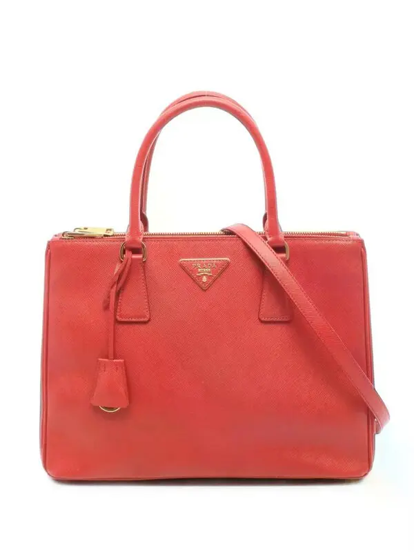 Prada 2010s Large Lux Galleria Saffiano Leather Tote Bag - Red