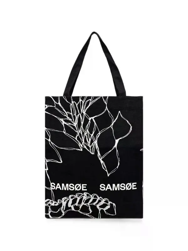 SAMSOE SAMSOE Saprint Logo-print Floral-print Tote Bag