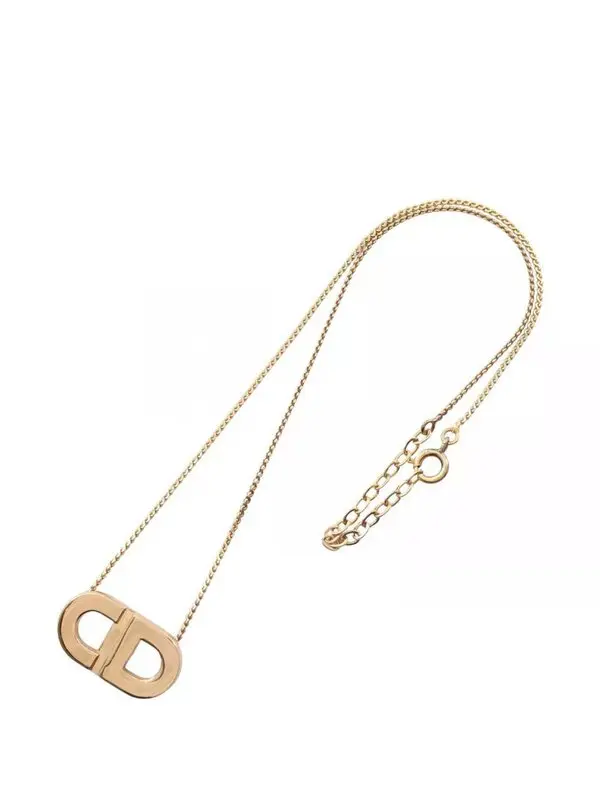 Dior Vintage Cd Logo Pendant Necklace - Gold