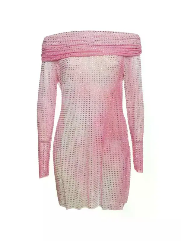 SELF-PORTRAIT Rhinestone-embellished Off-shoulder Dress