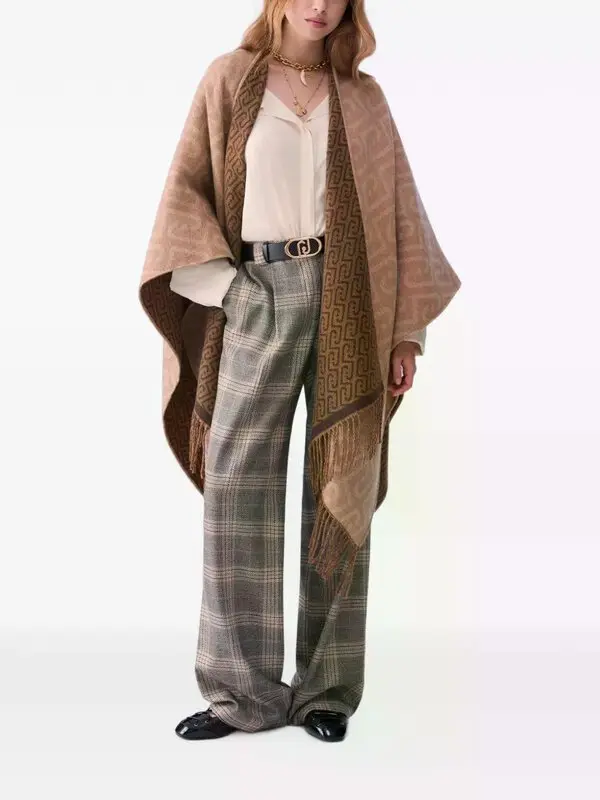 Liu Jo Monogram Jacquard Poncho - Neutrals