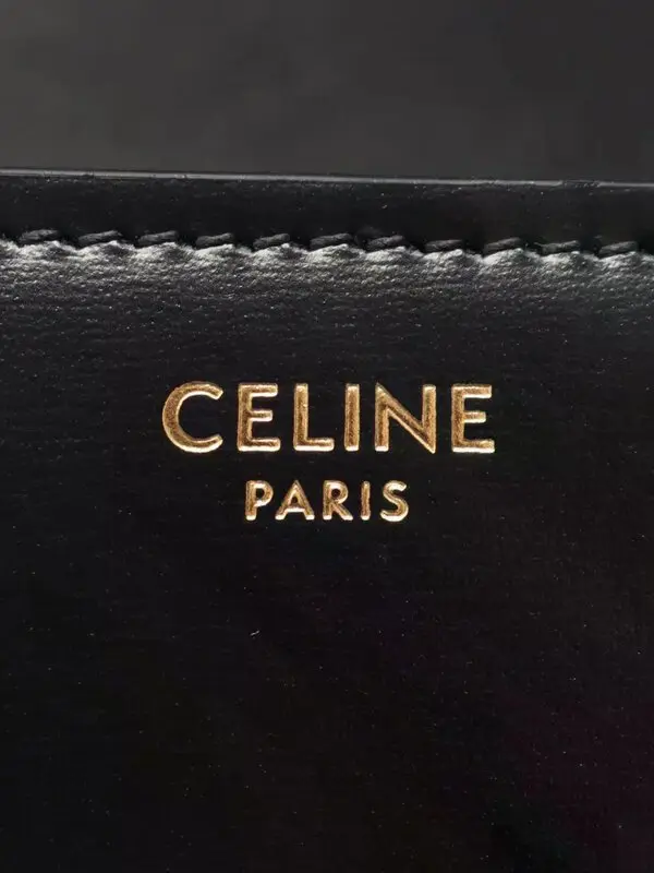 Celine 2010-2026 Teen Shiny Calfskin Triomphe Crossbody Bag - Black