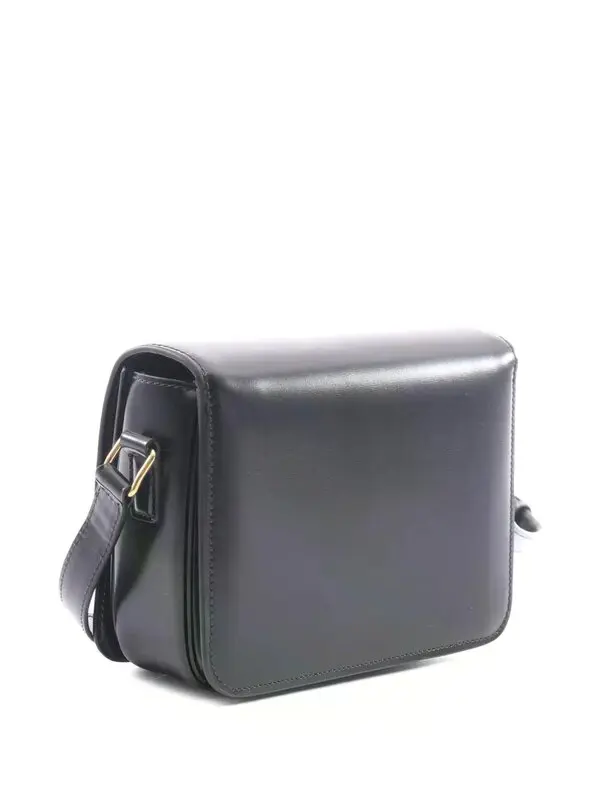 Celine Teen Shiny Calfskin Triomphe Crossbody Bag - Black
