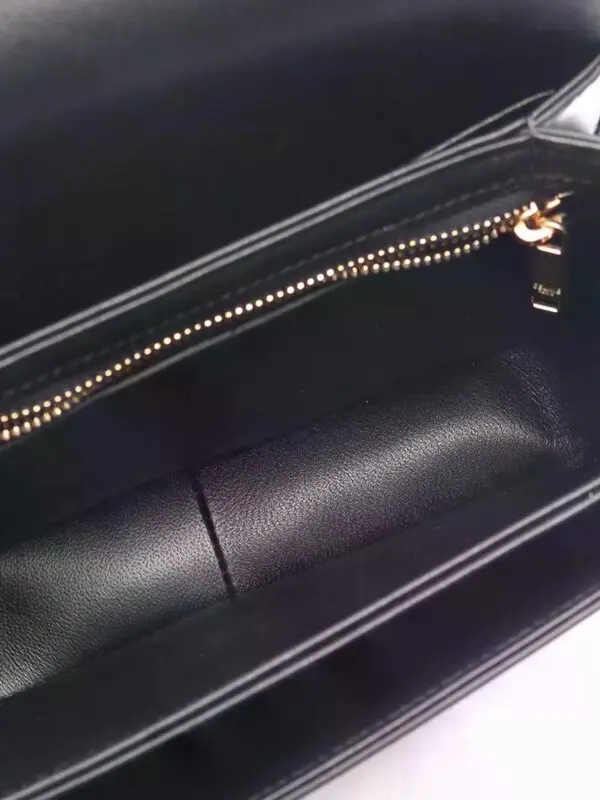 Celine Teen Shiny Calfskin Triomphe Crossbody Bag - Black