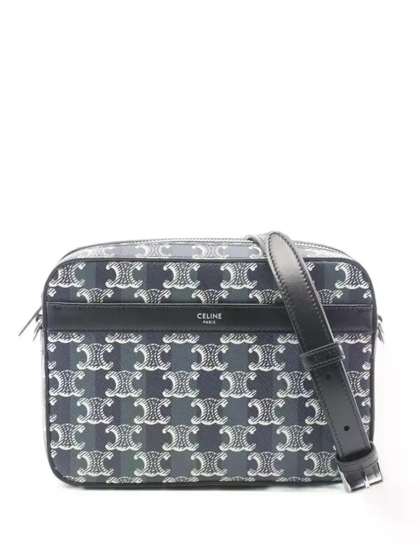 Celine 2020s Small Triomphe Stripe Messenger Bag - Green
