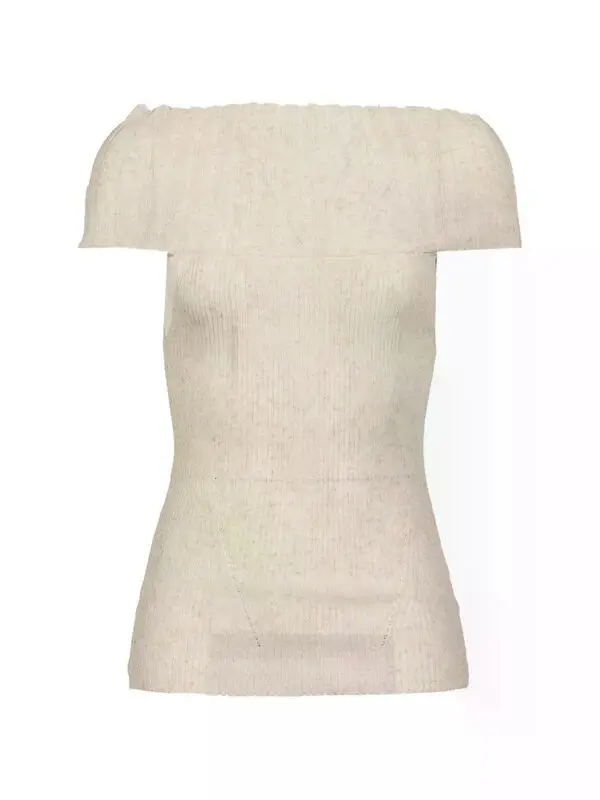 BOHEMSEO Off-shoulder Ribbed-knit Sweater