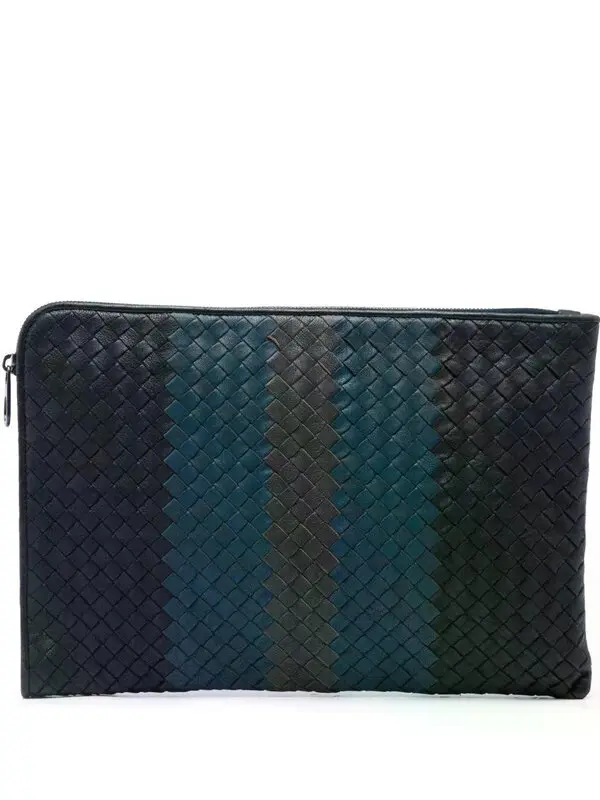 Bottega Veneta 2012-2026 Tricolor Nappa Intrecciato Clutch Bag - Black