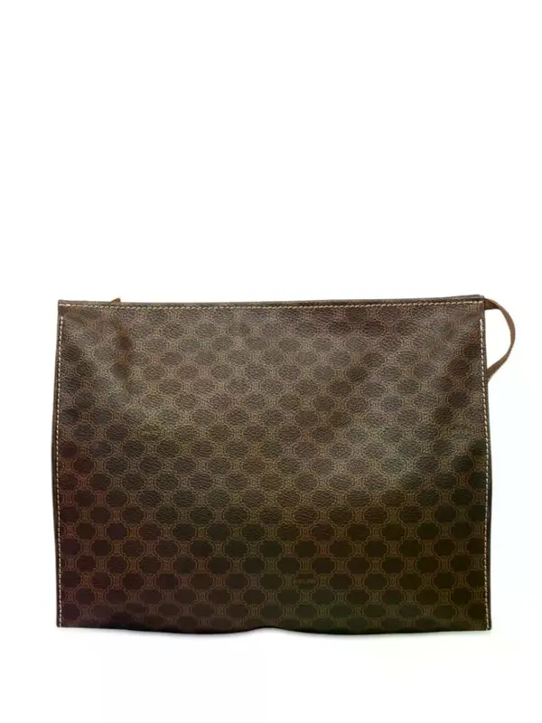 Celine 2006 Macadam Coated Canvas Clutch Bag - Brown