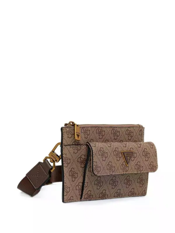 Guess Monogram-print Logo-plaque Belt Bag - Brown