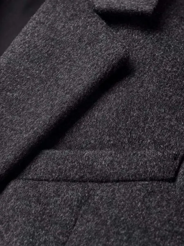 Saint Laurent Coat In Double-face Brushed Wool Felt - Grey
