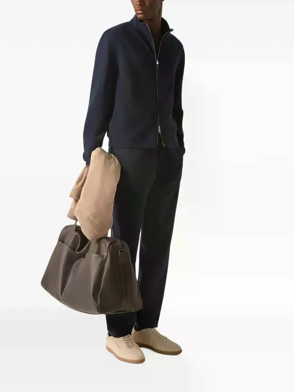 Zegna Wool Cotton And Silk Full Zip Sweatshirt