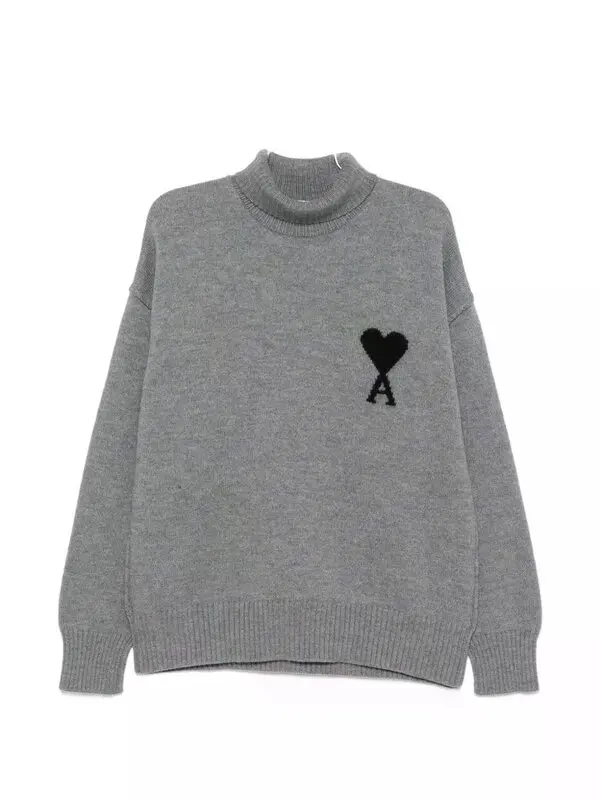 AMI Paris De Coeur Roll-neck Sweater - Grey