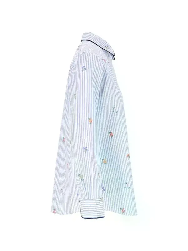 Etro Striped Floral-embroidered Shirt - White