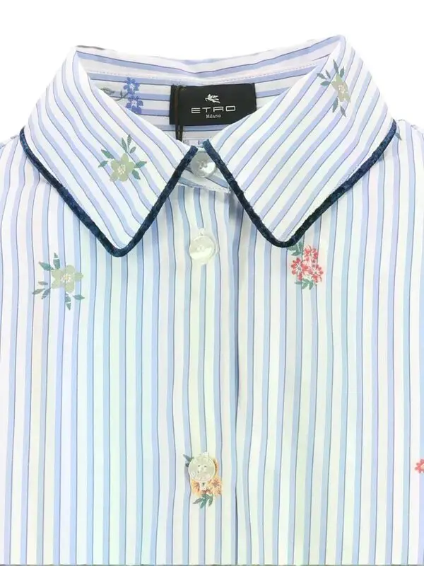 Etro Striped Floral-embroidered Shirt