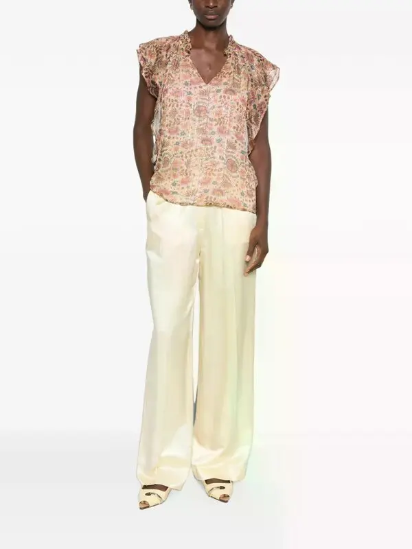 MAISON123 Floral Print Ruffled Top