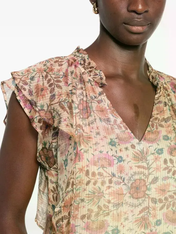 MAISON123 Floral Print Ruffled Top