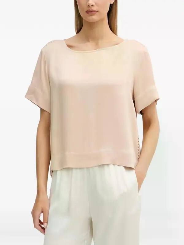 Sisley Embroidered Short-sleeve Blouse - Neutrals