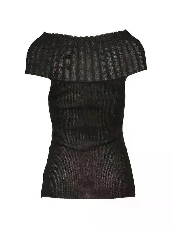 BOHEMSEO Off-shoulder Ribbed-knit Top