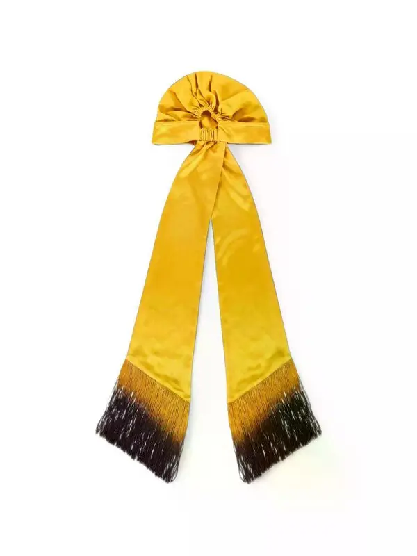 ROWEN ROSE Fringe-trimmed Satin Hat