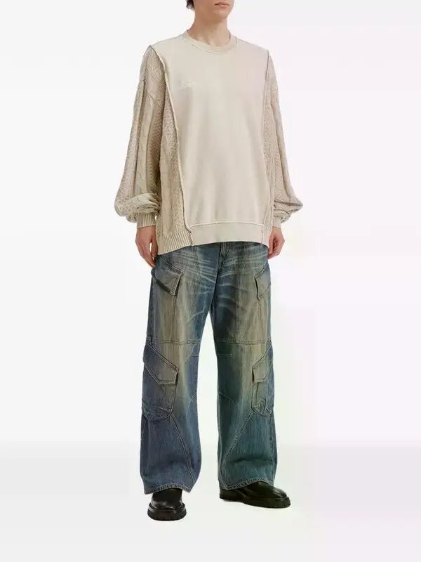 FIVE CM Cable-knit Panelled Sweater