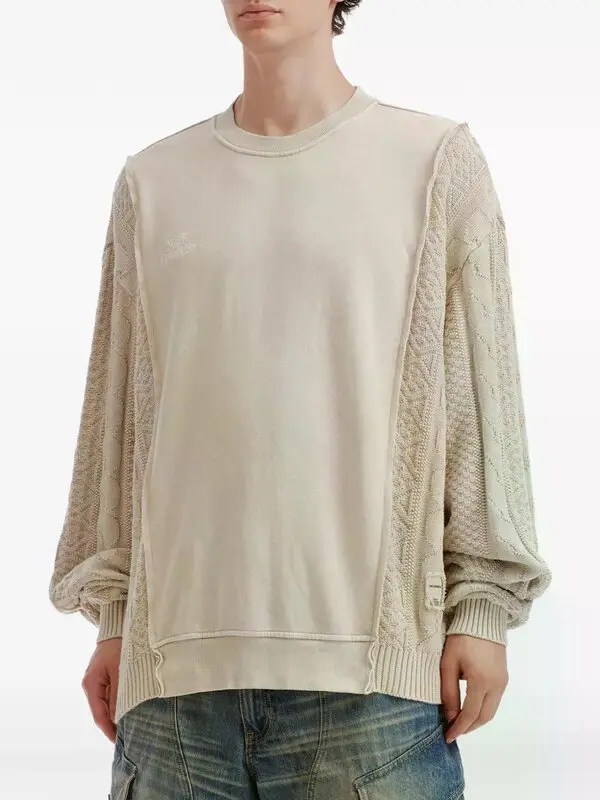 FIVE CM Cable-knit Panelled Sweater