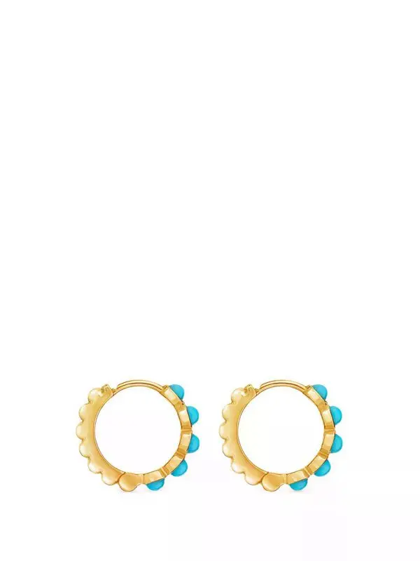 DOWER & HALL Huggie Hoop Turquoise Earrings - Gold