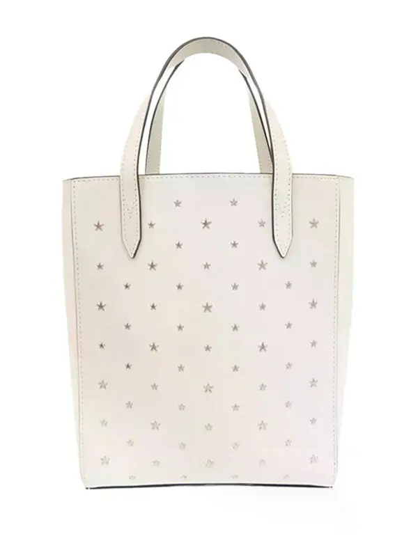 JIMMY CHOO 2010-2026 Star Studded Leather North South Bria Tote Satchel - White