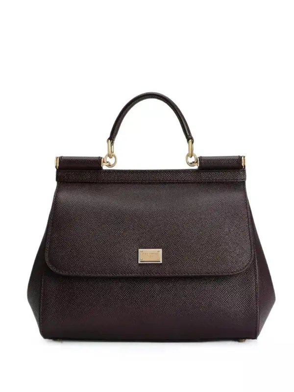 Dolce & Gabbana Large Sicily Handbag In Dauphine Calfskin - Brown