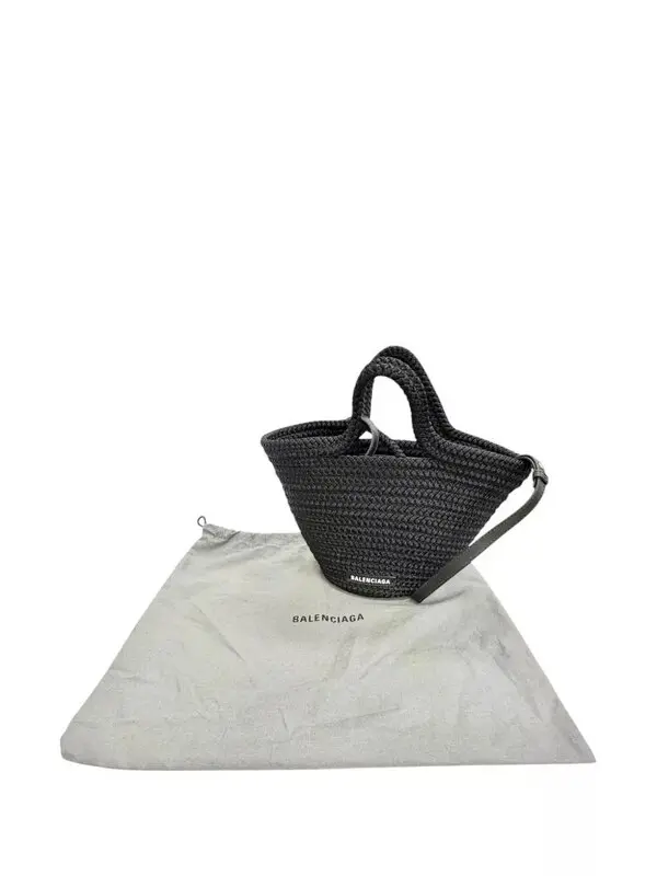 Balenciaga Woven Nylon Ibiza Basket Bag Satchel - Black