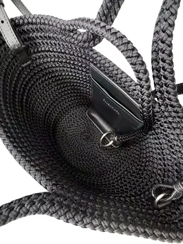 Balenciaga Woven Nylon Ibiza Basket Bag Satchel - Black