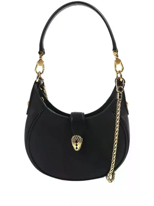BVLGARI 2010-2026 Medium Leather Serpenti Ellipse Satchel - Black