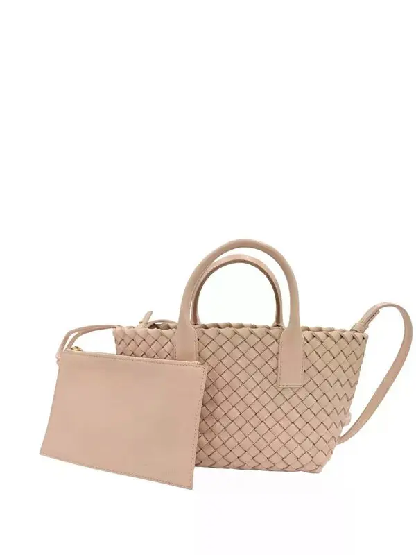 Bottega Veneta Mini Lambskin Intreccio Cabat Tote Satchel - Pink