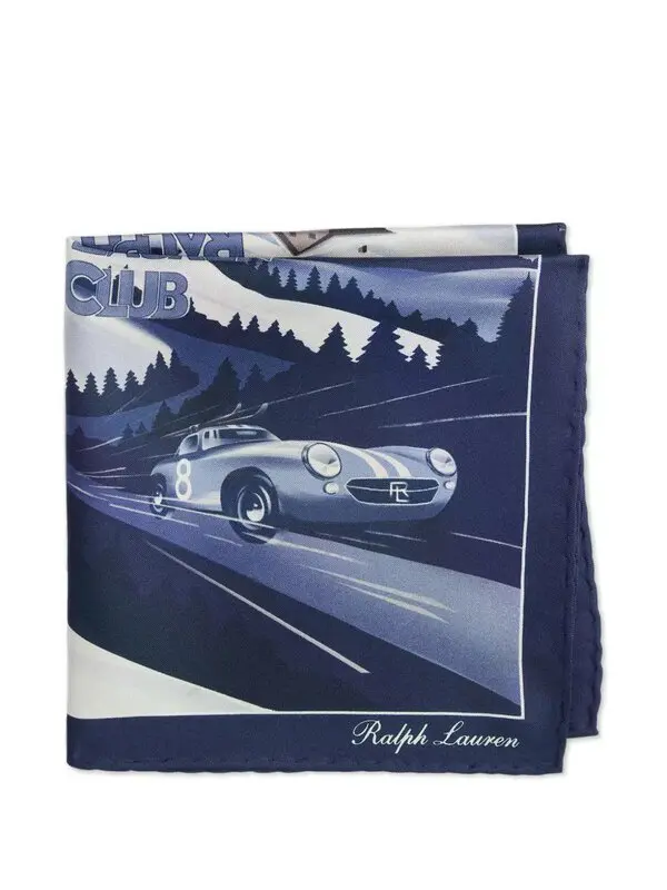 Ralph Lauren Purple Label Silk Graphic-print Pocket Square - Blue