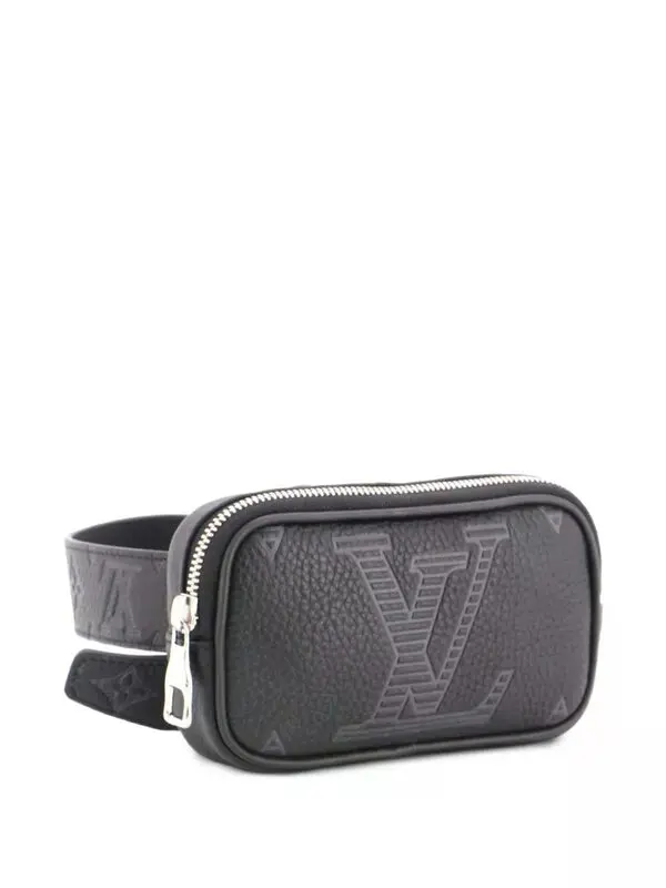 LOUIS VUITTON Signature Pocket Monogram Shadow Giant Taurillon Leather Belt Bag - Black