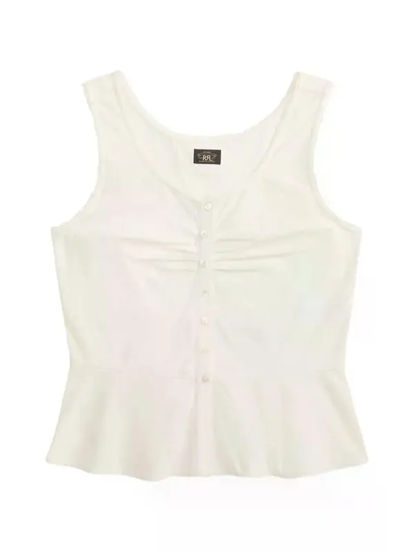 Ralph Lauren Button Lace Trim Top - Neutrals