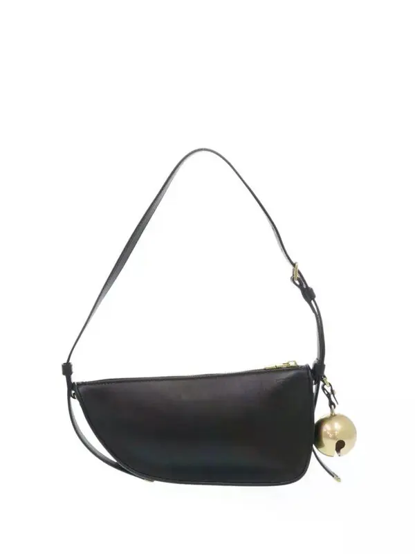 Burberry Lambskin Shield Shoulder Bag - Black