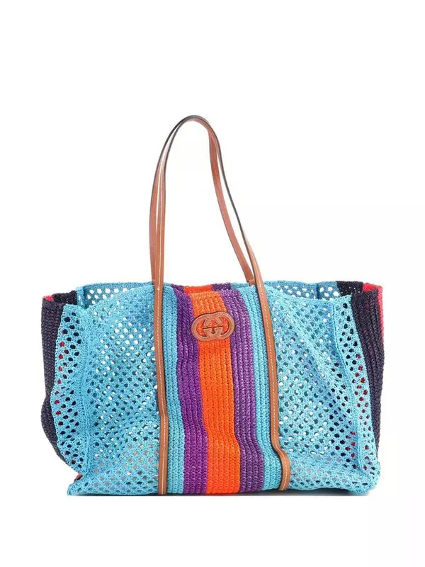 Gucci Raffia Tote Bag - Blue