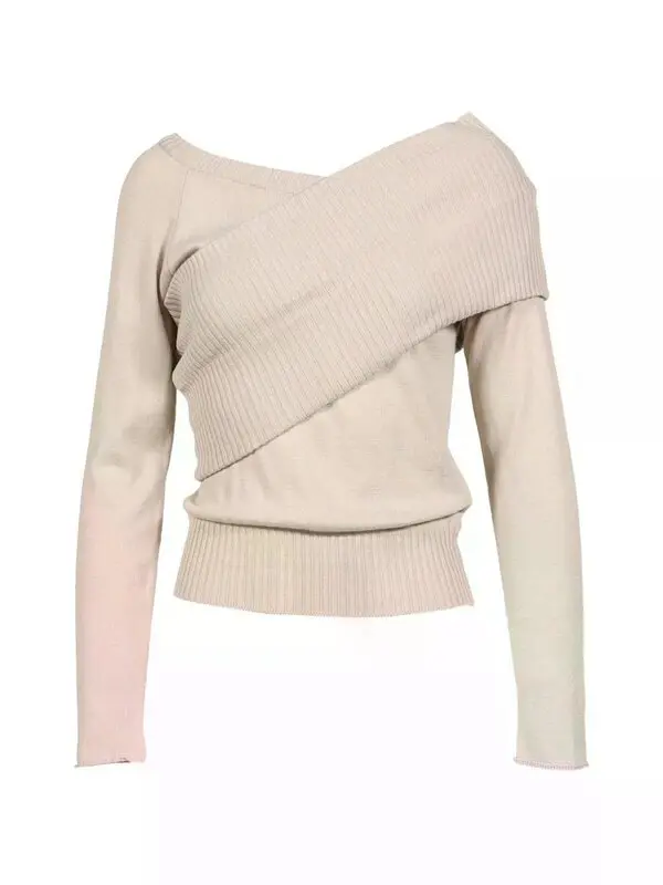 BOHEMSEO One-shoulder Ribbed Sweater