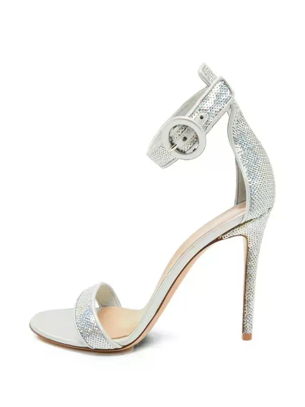 GIANVITO ROSSI Portofino Sequin-embellished Sandals - Silver