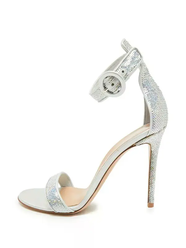GIANVITO ROSSI Portofino Sequin-embellished Sandals - Silver
