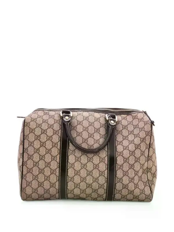 Gucci Joy Boston Bag Gg Coated Canvas Medium Satchel - Brown