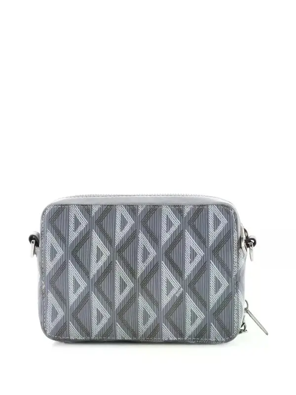 Dior Double Zip Crossbody Pouch Cd Diamond Coated Canvas Clutch Bag - Grey