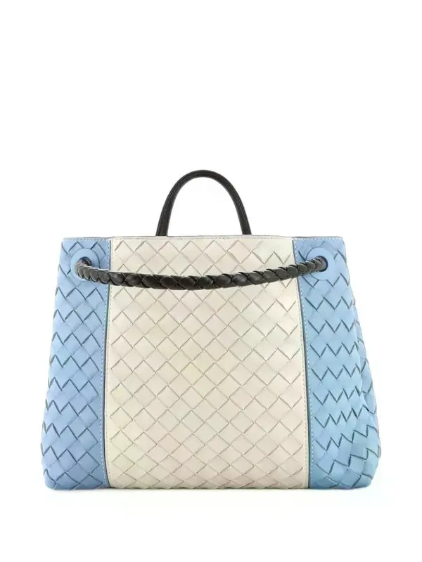 Bottega Veneta Andiamo Top Handle Bag Intrecciato Nappa Medium Satchel - Blue