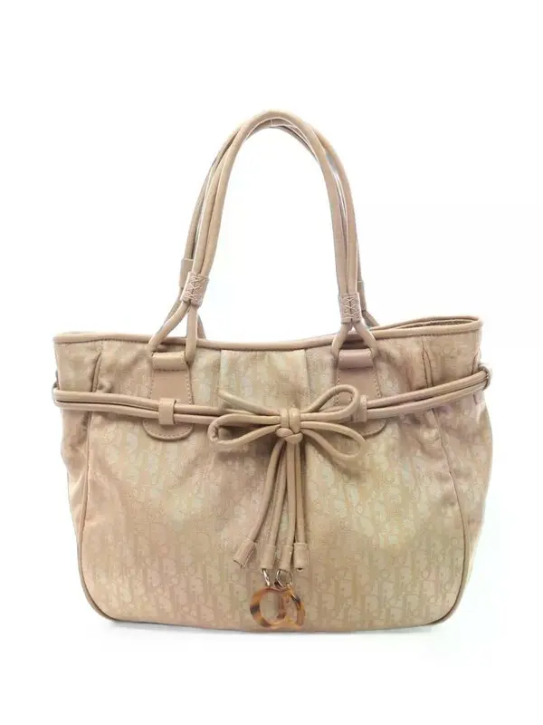 Dior 2000s Trotter Bow-detail Tote Bag - Neutrals
